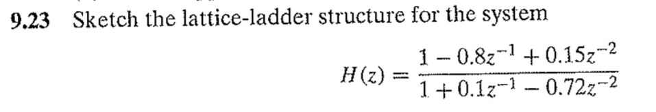 Solved 9.23 Sketch the lattice-ladder structure for the | Chegg.com