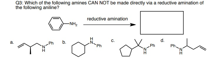 Solved Q3: Which of the following amines CAN NOT be made | Chegg.com