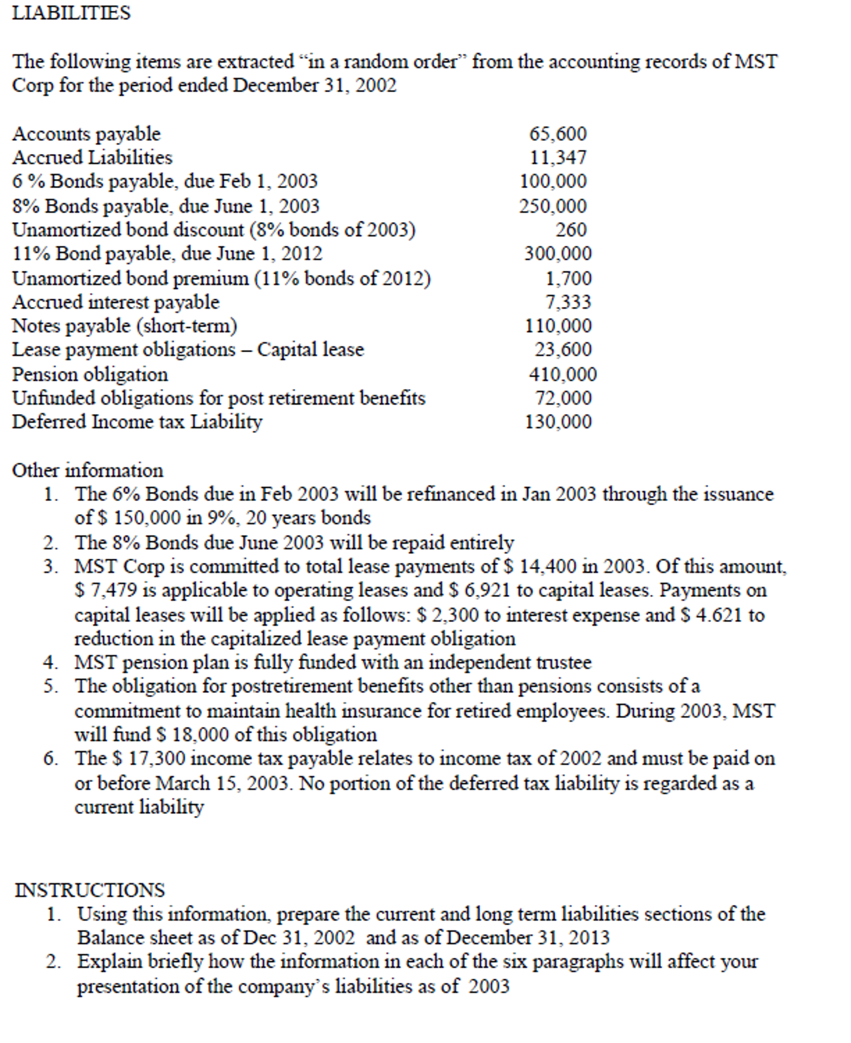 Solved Q1- Liability: Prepare current and long term | Chegg.com