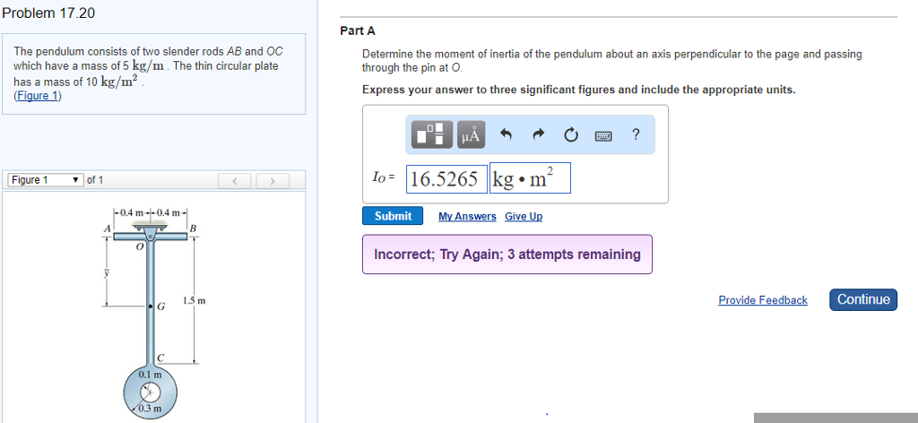 Solved Problem 17.20 Part A Determine the moment of inertia | Chegg.com
