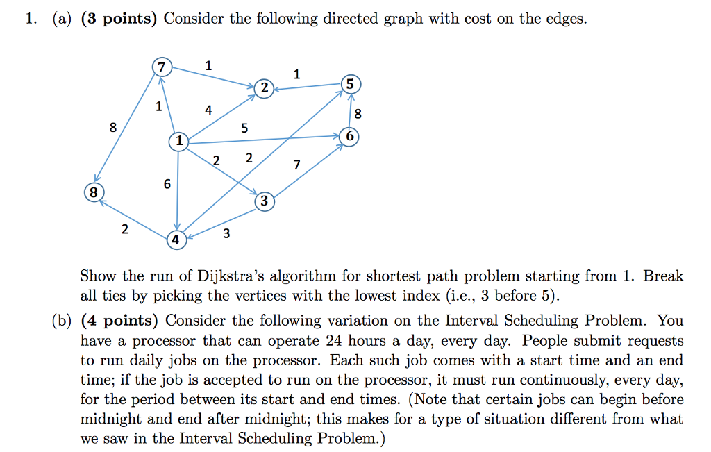 Solved 1. (a) (3 points) Consider the following directed | Chegg.com