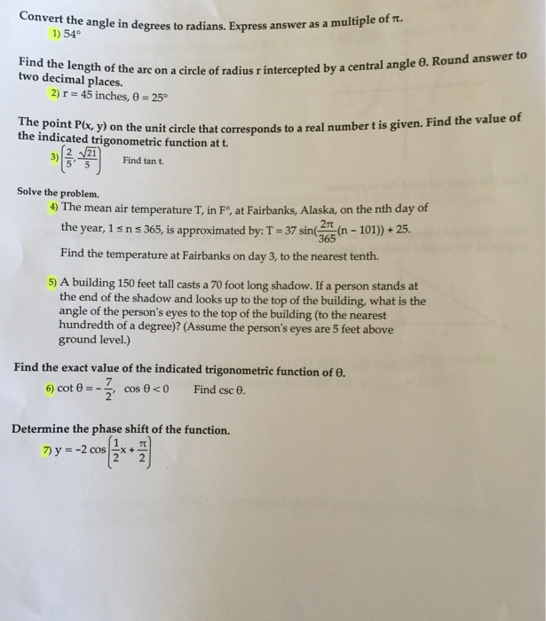 Solved Convert the angle in degrees to radians. Express | Chegg.com