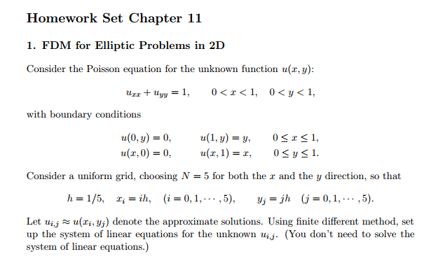 Solved FDM for Elliptic Problem in 2D Consider the Poisson | Chegg.com
