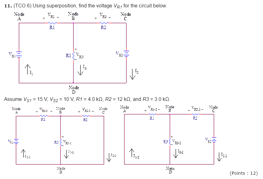 Solved Using superposition, find the voltage V_R1 for the | Chegg.com