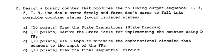 Solved Design a binary counter that produces the following | Chegg.com