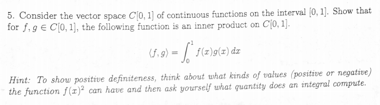 Solved 5. Consider the vector space C[0,1] of continuous | Chegg.com