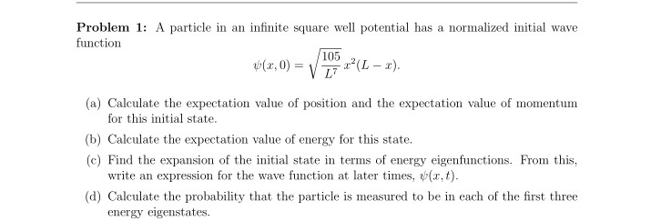 Solved Problem 1 A Particle In An Infinite Square Well
