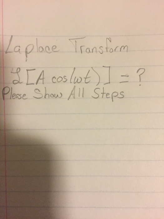 Solved Laplace Transform L[A cos (omega t)] = ? | Chegg.com