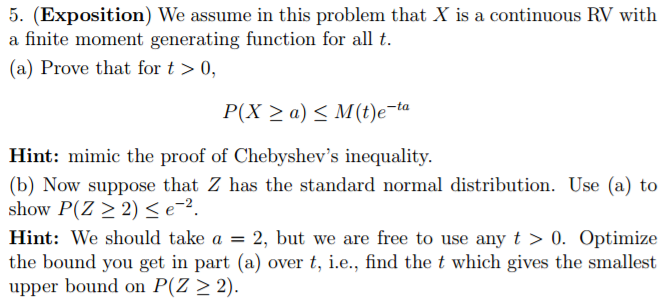 Solved 5. (Exposition) We assume in this problem that X is a | Chegg.com