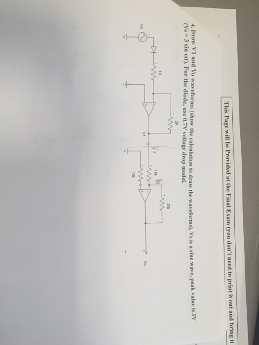 Solved Draw V1 and Vo waveforms (show the calculation to | Chegg.com