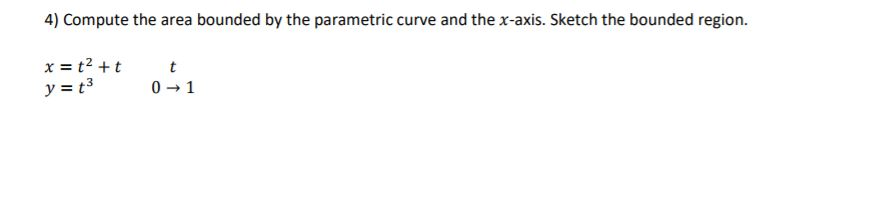 Solved 4) Compute the area bounded by the parametric curve | Chegg.com