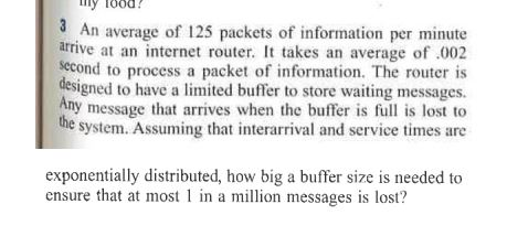 Solved An average of 125 packets of information per minute | Chegg.com