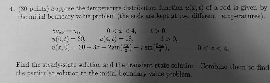 Solved Suppose the temperature distribution function u(x, t) | Chegg.com