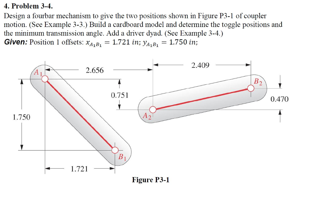 Solved Design a fourbar mechanism to give the two positions | Chegg.com