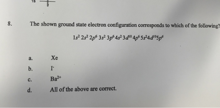 Solved The shown ground state electron configuration | Chegg.com