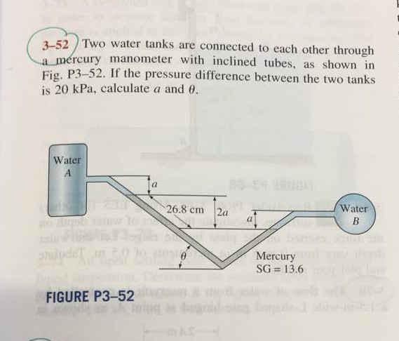 Solved 3-52 Two water tanks are connected to each other | Chegg.com