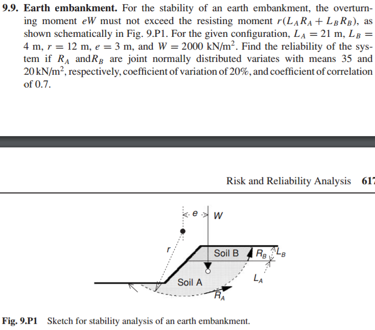 9.9. Earth embankment. For the stability of an earth | Chegg.com