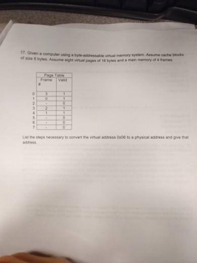 Solved 17 Given a computer using a byte-addressabie virtual | Chegg.com