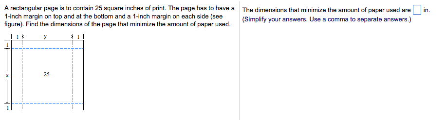 Solved A rectangular page is to contain 25 square inches of | Chegg.com