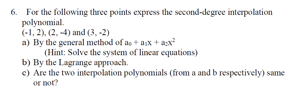 Solved For the following three points express the | Chegg.com