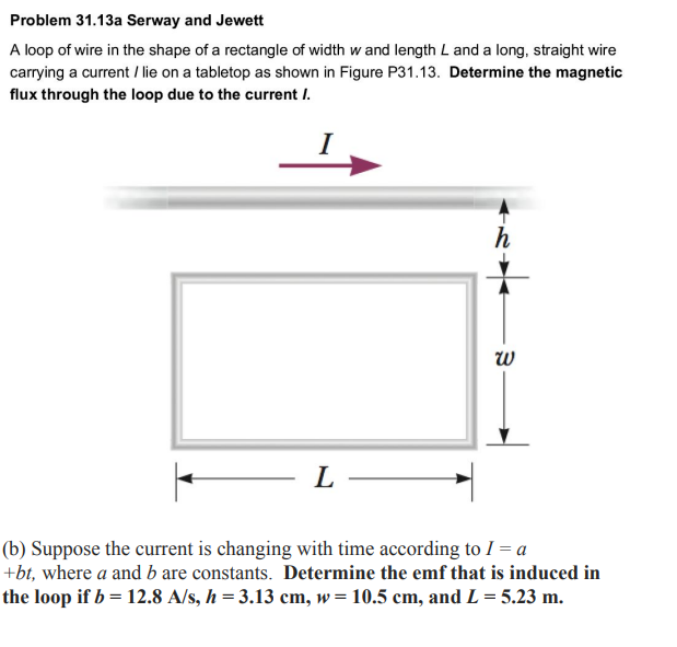 Solved Problem 31.13a Serway and Jewett A loop of wire in | Chegg.com