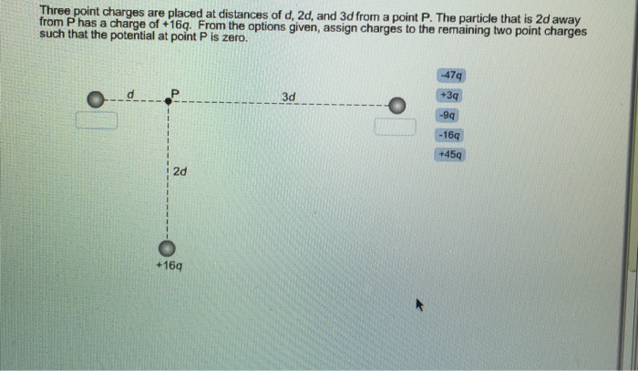 Solved Three point charges are placed at distances of d, 2d, | Chegg.com