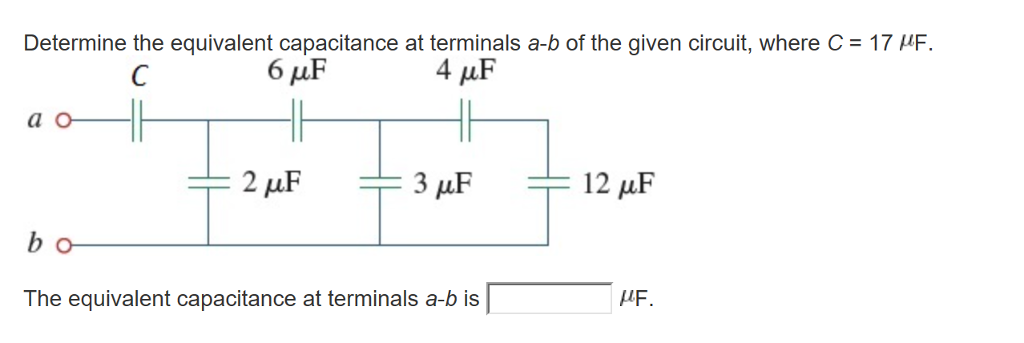 Solved Determine the equivalent capacitance at terminals a-b | Chegg.com