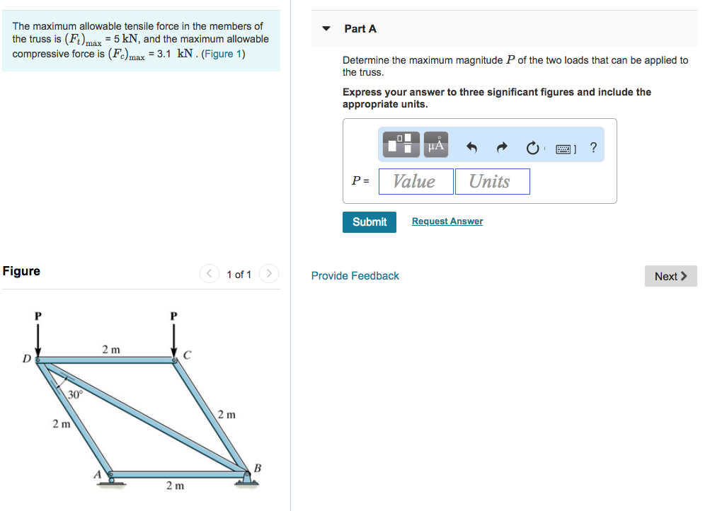 Solved The maximum allowable tensile force in the members of | Chegg.com