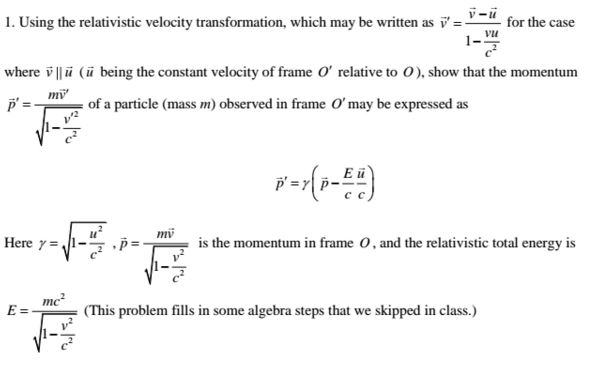 Solved Using the relativistic velocity transformation, which | Chegg.com