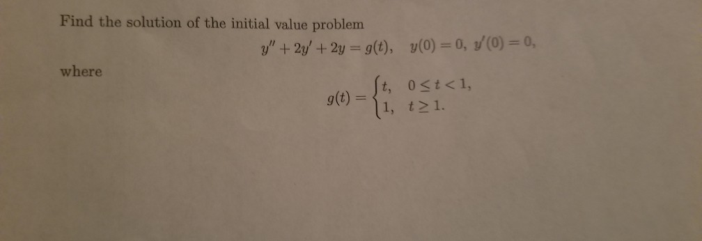 Solved Find the solution of the initial value problem y" + | Chegg.com