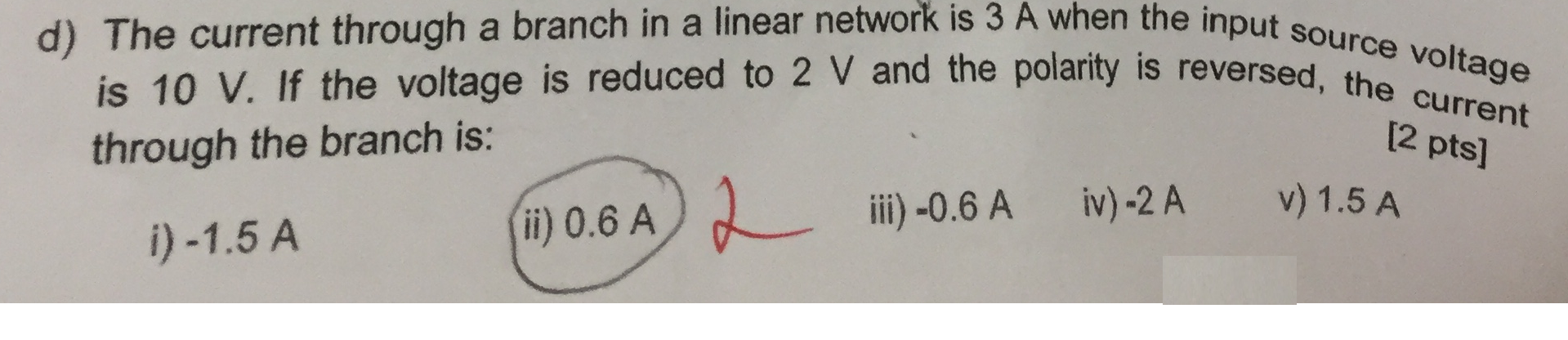 Solved The current through a branch in a linear network is 3 | Chegg.com