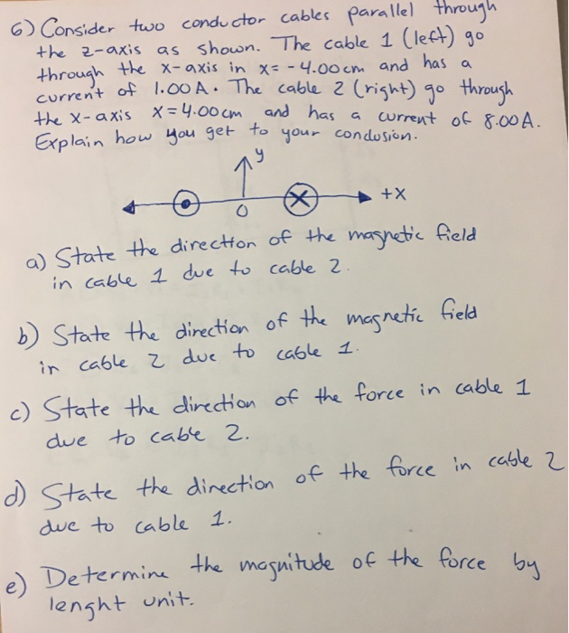 Solved Consider two conductor cables parallel through the | Chegg.com