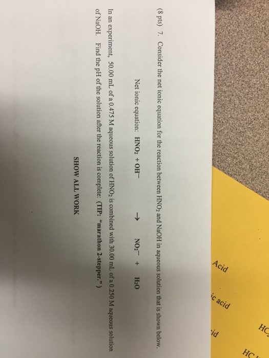 Solved Consider the net ionic equation for the reaction | Chegg.com