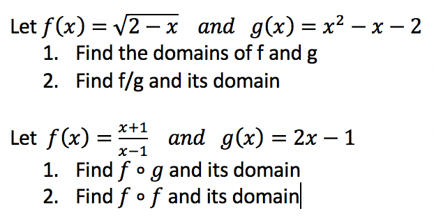 Solved Let f(x) V2-x and g(x)-x2-x - 2 Find the domains of f | Chegg.com