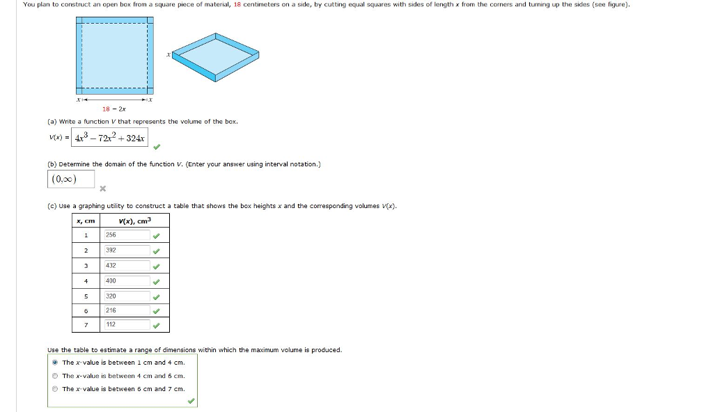 Solved You plan to construct an open box from a square piece | Chegg.com