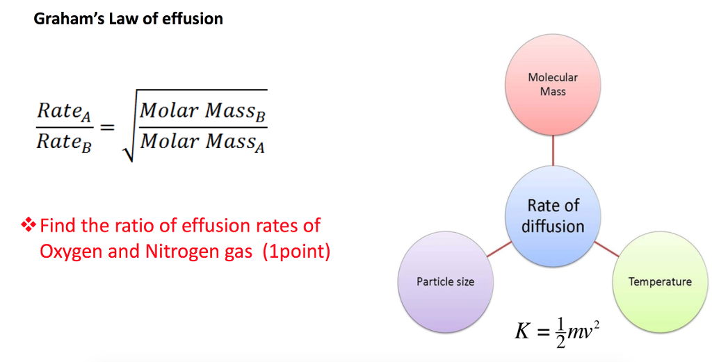 Solved Grahaam's law of effusion Rate_A/Rate_B = squareroot | Chegg.com