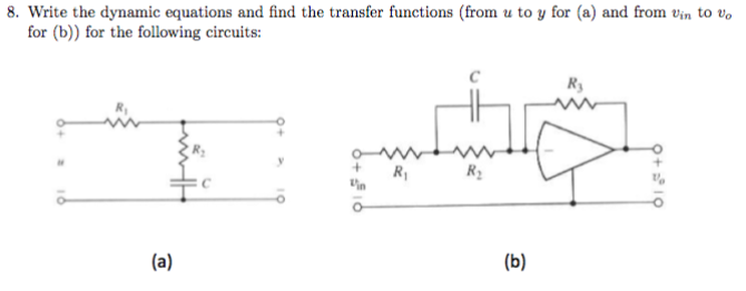 Solved Write the dynamic equations and find the transfer | Chegg.com