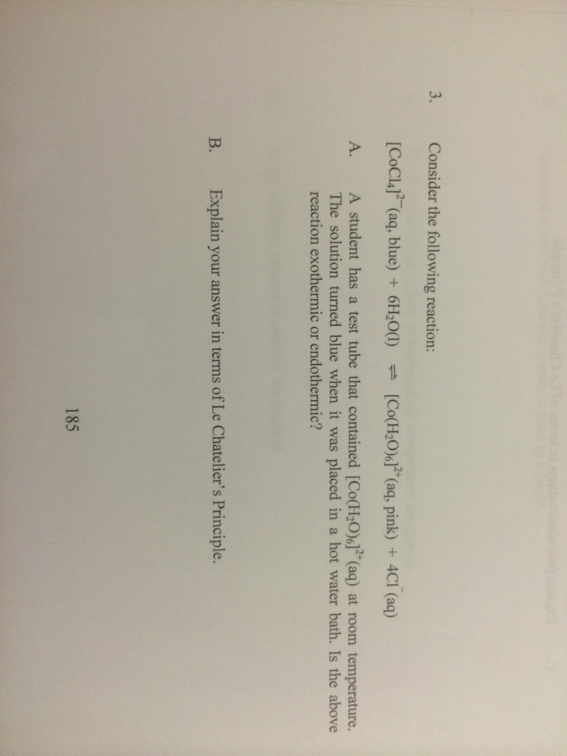 Solved Consider the following reaction: [CoCl4]2- (aq, | Chegg.com