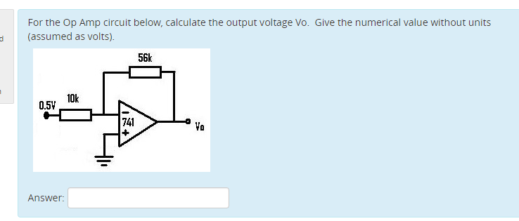 Solved For the Op Amp circuit below, calculate the output | Chegg.com