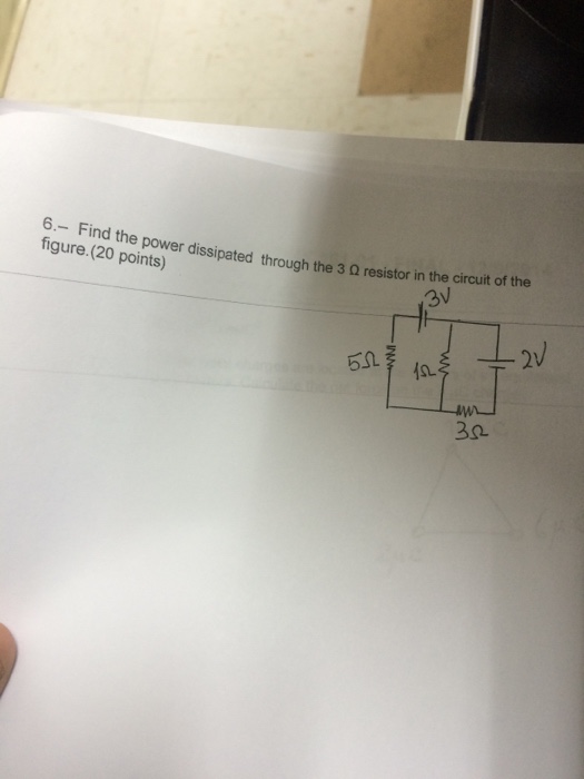 Solved 6.- Find the power dissipated through the 3 Q | Chegg.com