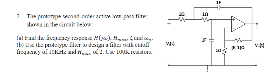 Solved 1F 12 12 2. The prototype second-order active | Chegg.com