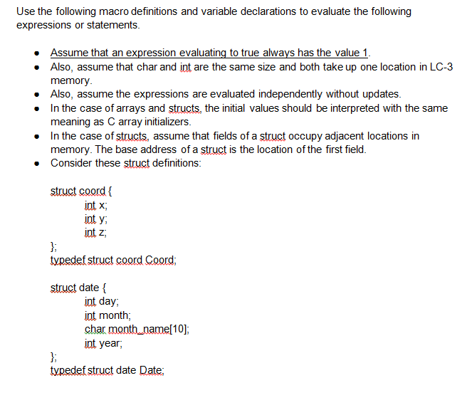 Solved Use the following macro definitions and variable | Chegg.com