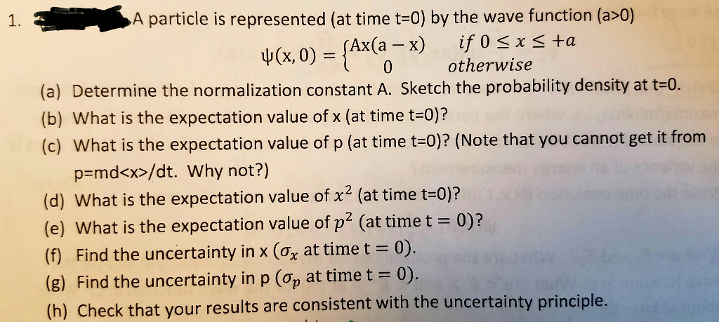 Solved A particle is represented (at time t = 0) by the wave | Chegg.com