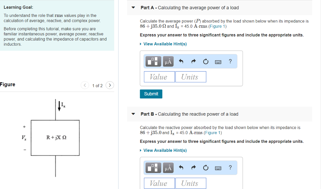 Solved Learning Goal Part A - Calculating the average power | Chegg.com