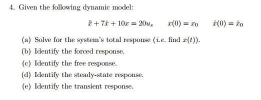 Given the following dynamic model: Solve for the | Chegg.com