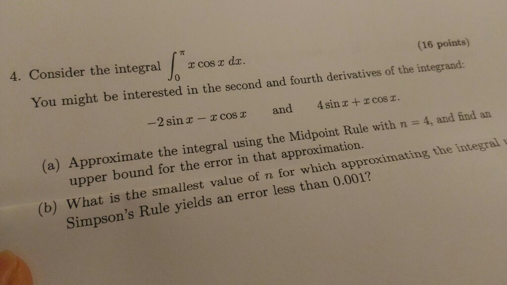 Solved Consider the integral integral^pi _0 x cos x dx. You | Chegg.com