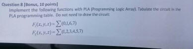 Solved Implement the following functions with PLA | Chegg.com