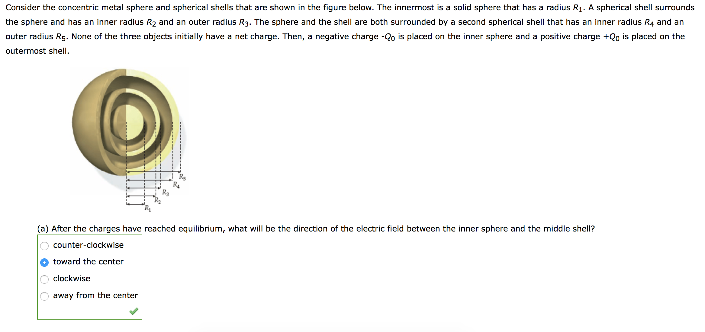 Solved Consider the concentric metal sphere and spherical | Chegg.com