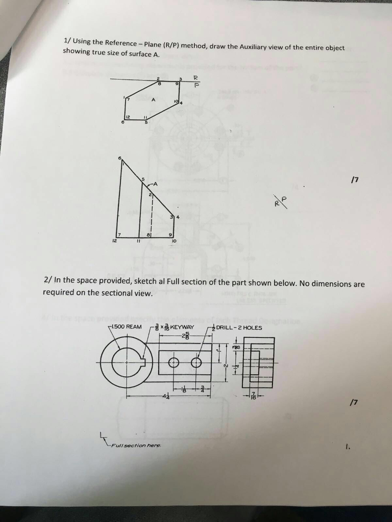 Solved 1/ Using the Reference Plane (R/P) method, draw the | Chegg.com