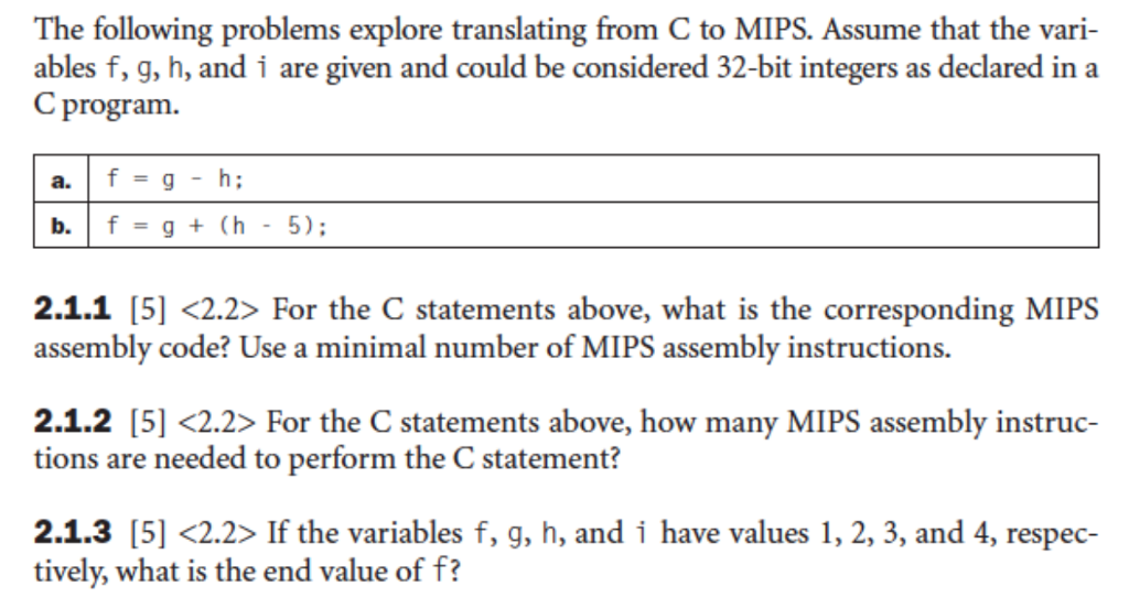 Solved The following problems explore translating from C to | Chegg.com